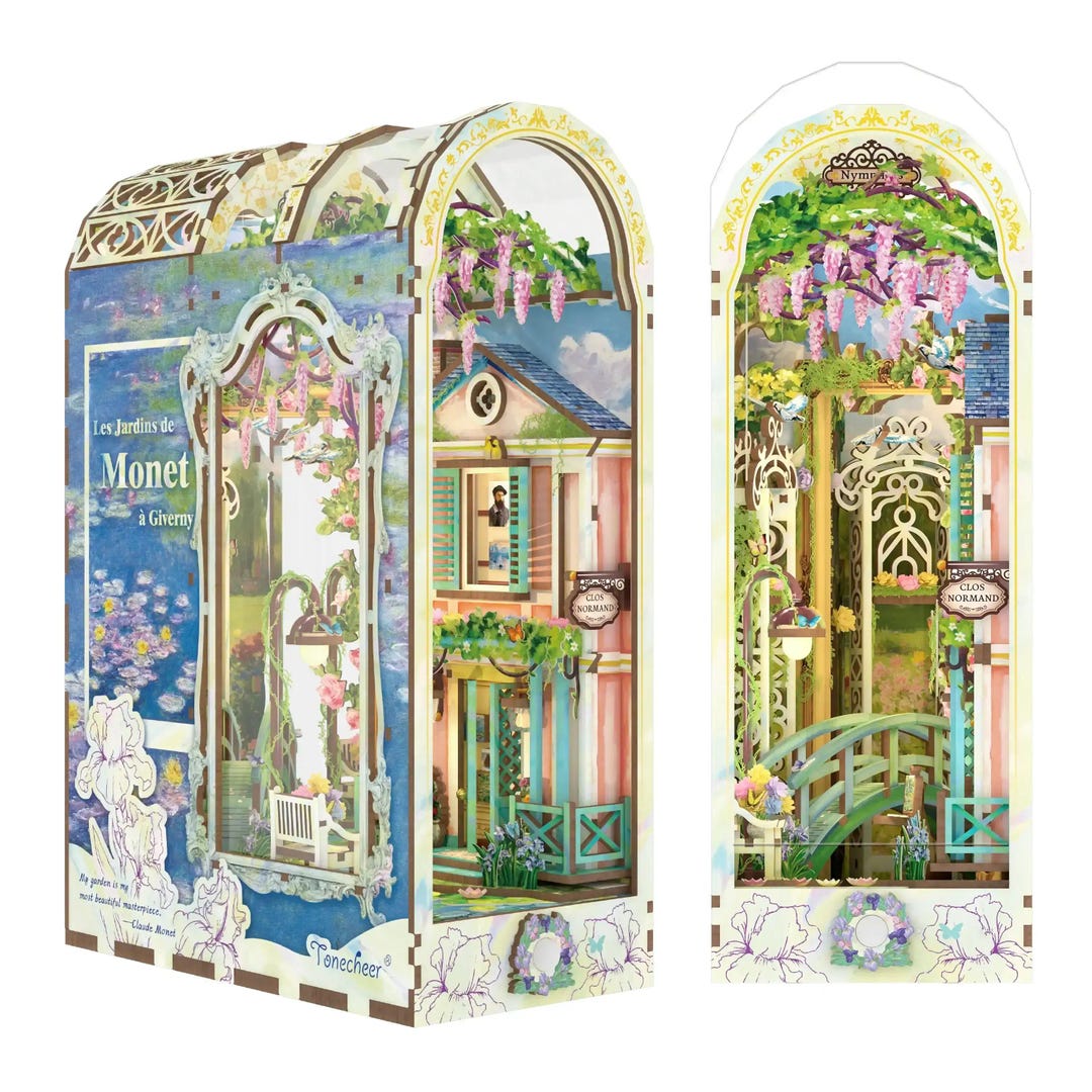 DIY Book Nook Kit Giverny Garden Miniature Bookshelf Insert Monet’s ...