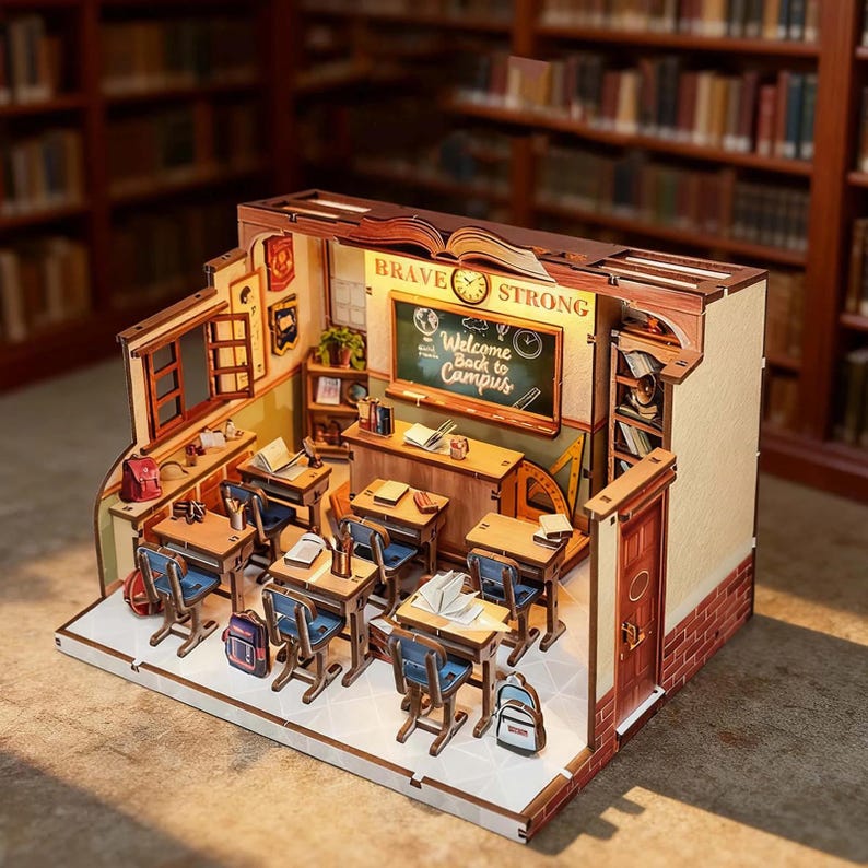 DIY Miniature School Classroom Dollhouse Kit: Back to Campus Holiday ...