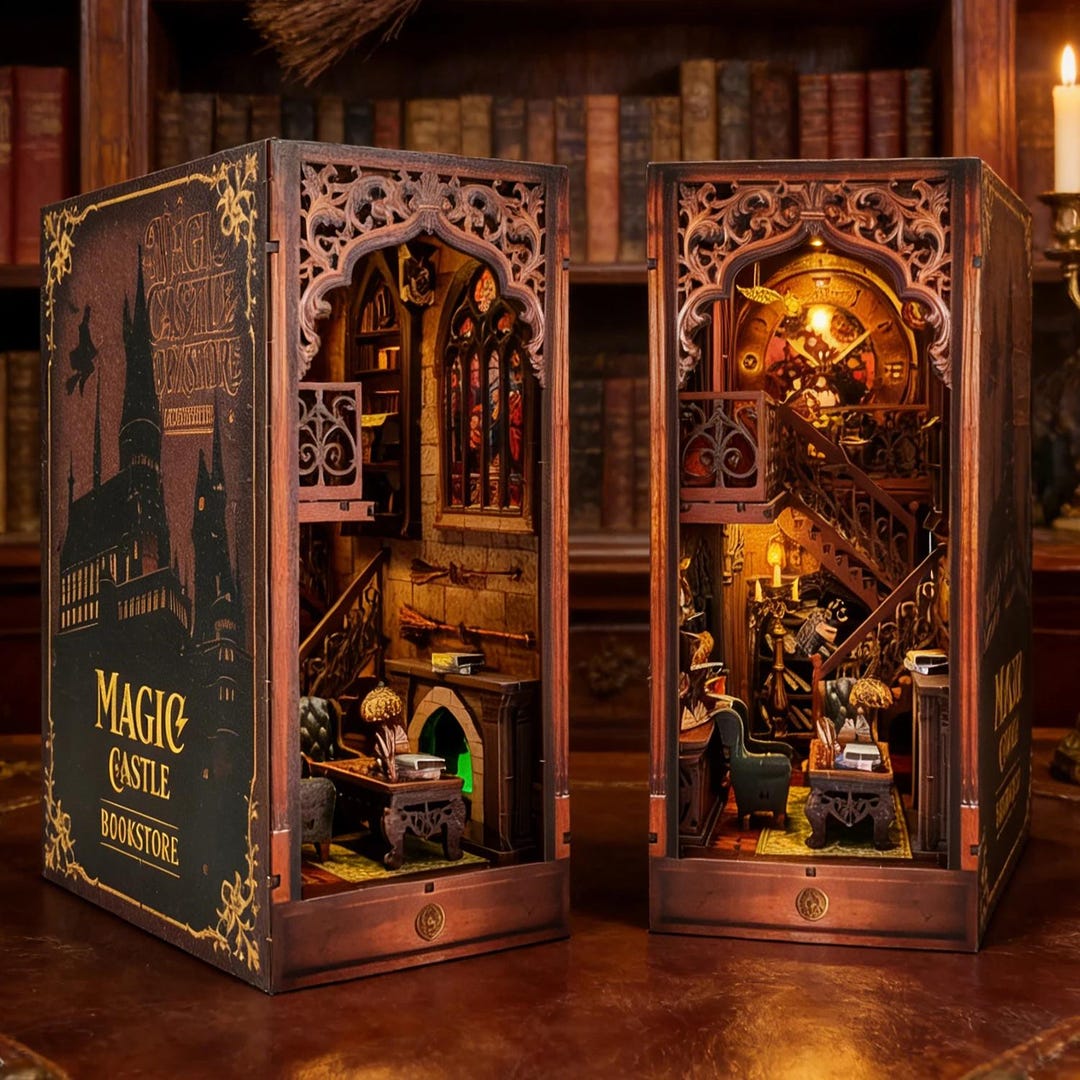 DIY Book Nook Kit - Magic Castle Bookshelf Insert Bookstore Miniature ...