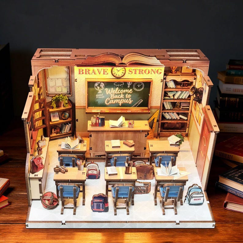 DIY Miniature School Classroom Dollhouse Kit: Back to Campus Holiday ...