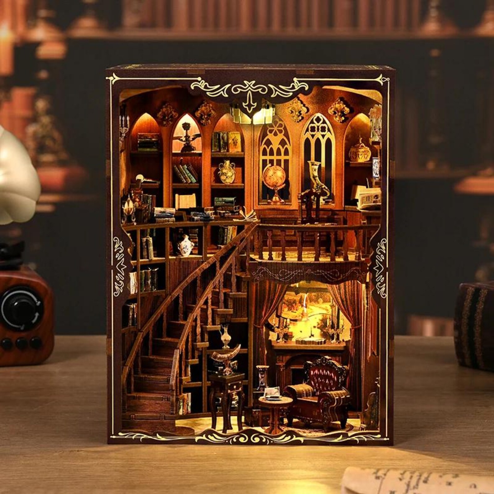 Ancient Rhyme Library DIY Miniature Dollhouse Kit: Spiral Staircase ...