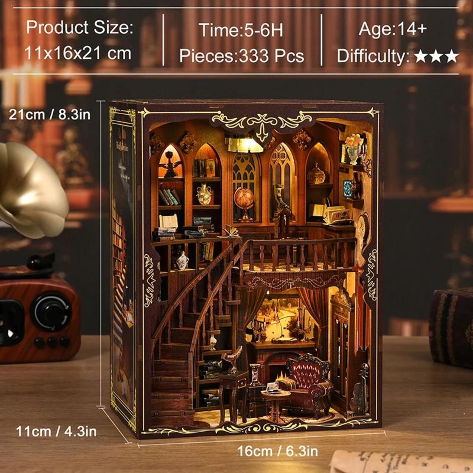 Ancient Rhyme Library DIY Miniature Dollhouse Kit: Spiral Staircase ...