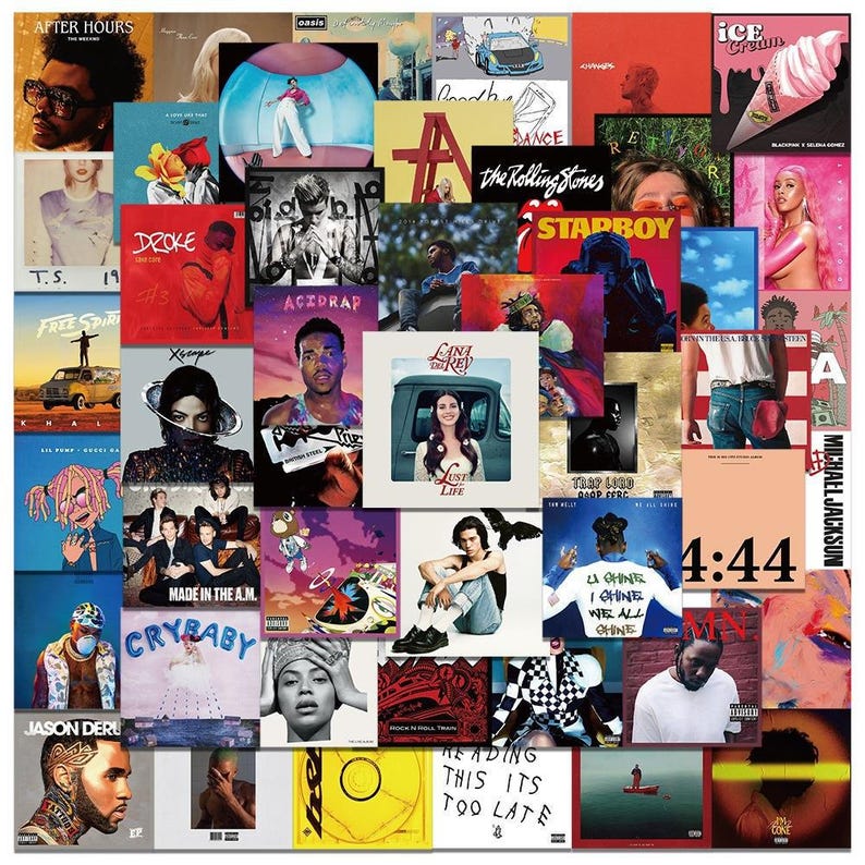 100 Music Album Cover Sticker Pack for Laptop | Water Bottle ...