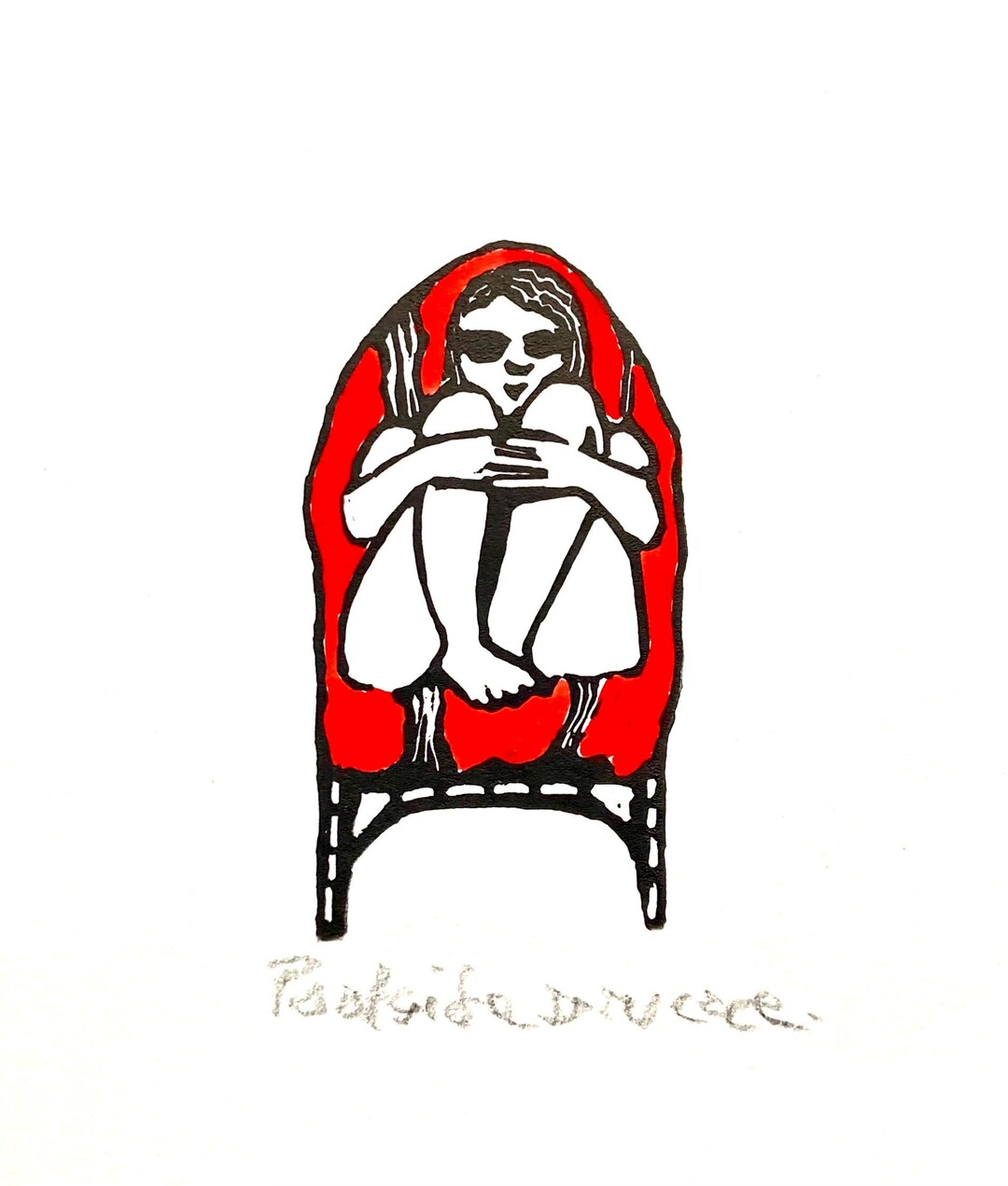 Poolside Original Linocut Wall Art Red Created for Sparc Swimming Pool ...