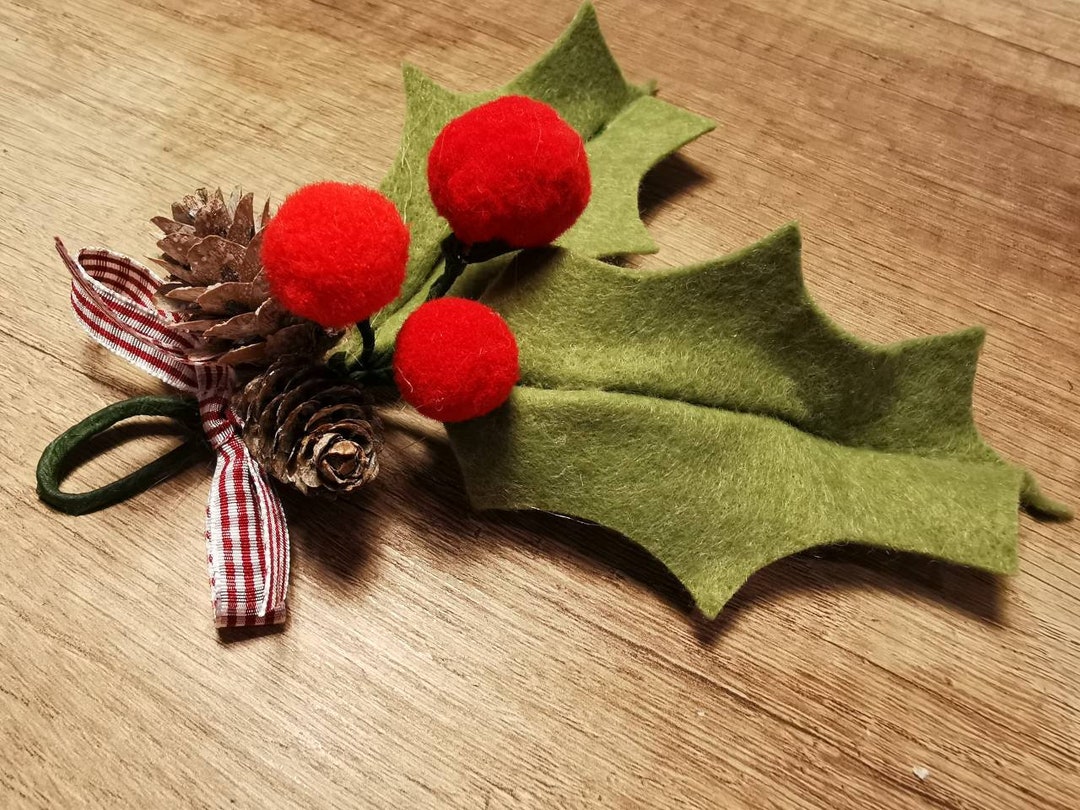 Hand Felt Christmas Holly With Red Berries FCH01 - Etsy