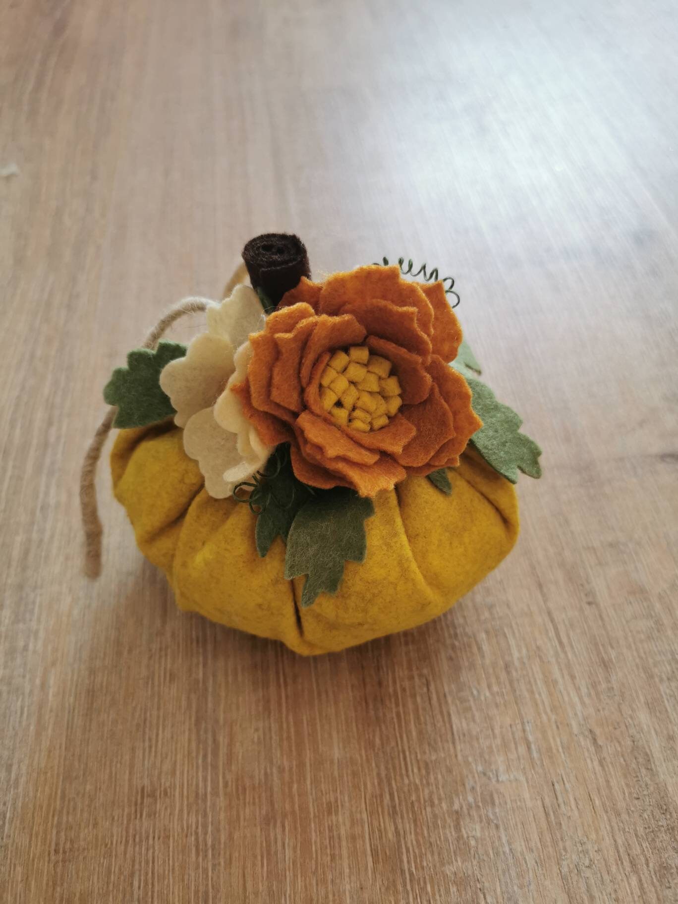 Sewing & Needlecraft Pumpkin Pincushion Orange and Yellow Floral ...