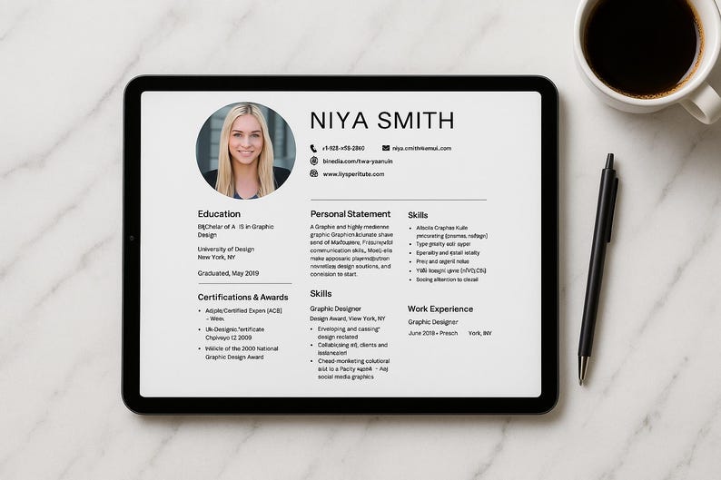 Editable Professional Resume Template – Editable Canva CV – Modern ...
