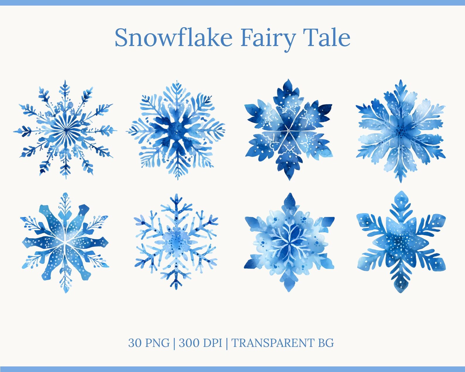 Watercolor Snowflake Clipart, Winter Clipart PNG, Snowflake PNG Set ...
