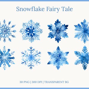 Watercolor Snowflake Clipart, Winter Clipart PNG, Snowflake PNG Set ...