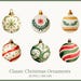 Christmas Ornaments Clipart, Watercolor Baubles PNG, Red Green Gold ...