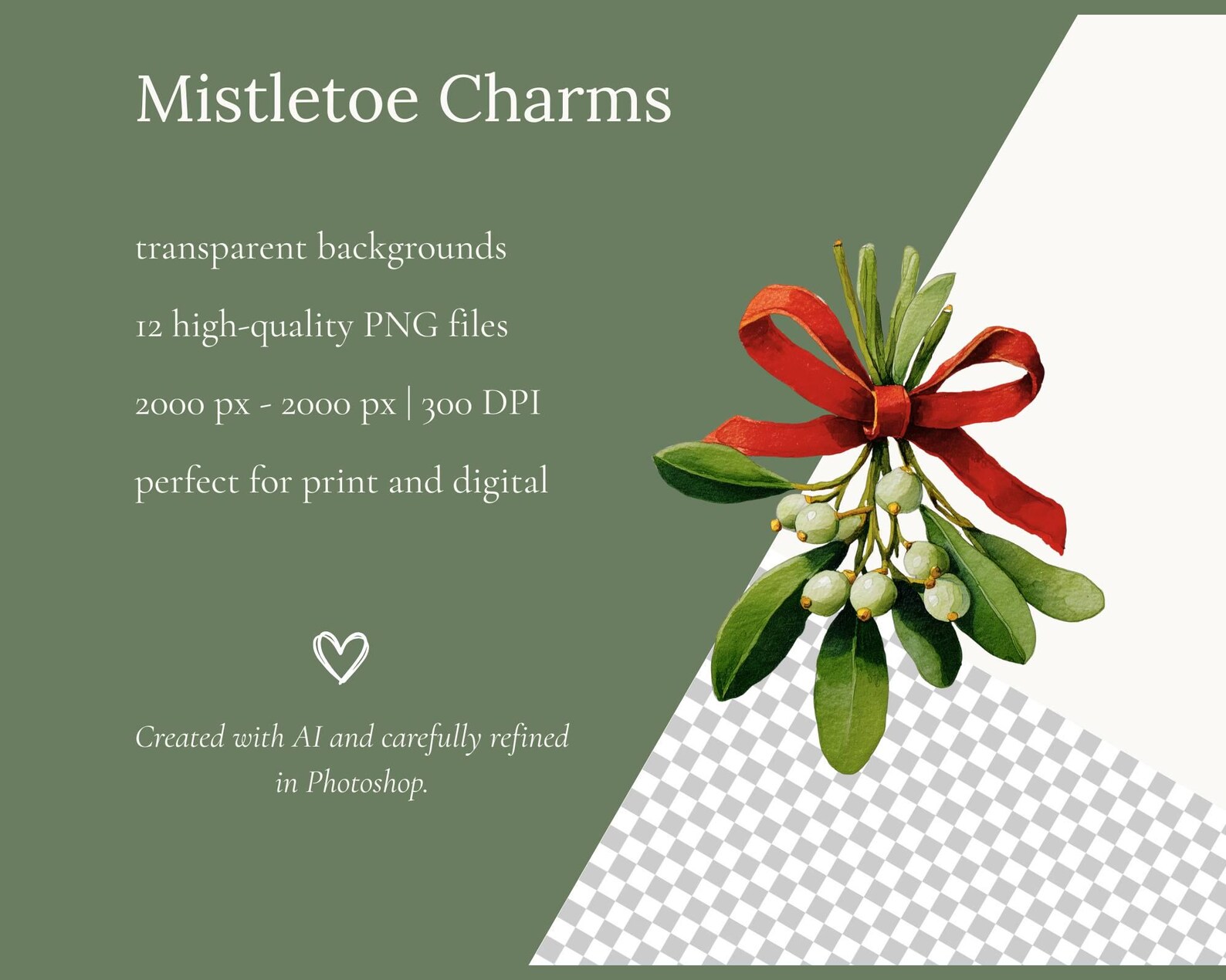 Watercolor Mistletoe Clipart, Christmas Greenery PNG, Holiday Foliage ...