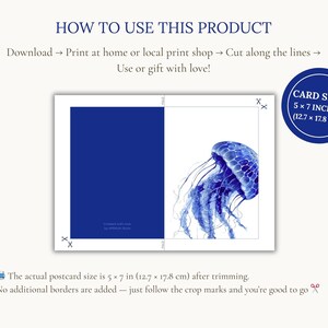 Watercolor Jellyfish Greeting Card: Printable Nautical Design (digital ...