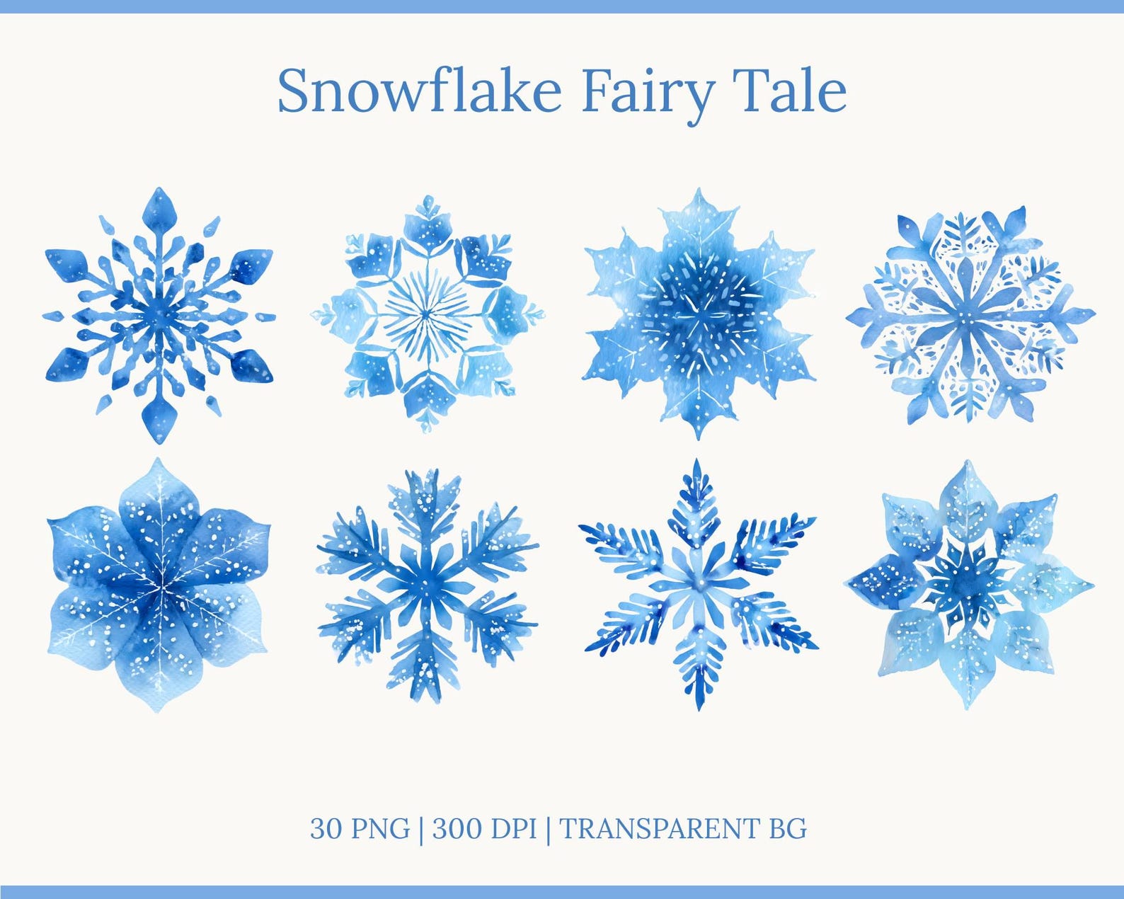 Watercolor Snowflake Clipart, Winter Clipart PNG, Snowflake PNG Set ...