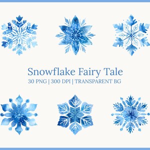 Watercolor Snowflake Clipart, Winter Clipart PNG, Snowflake PNG Set ...