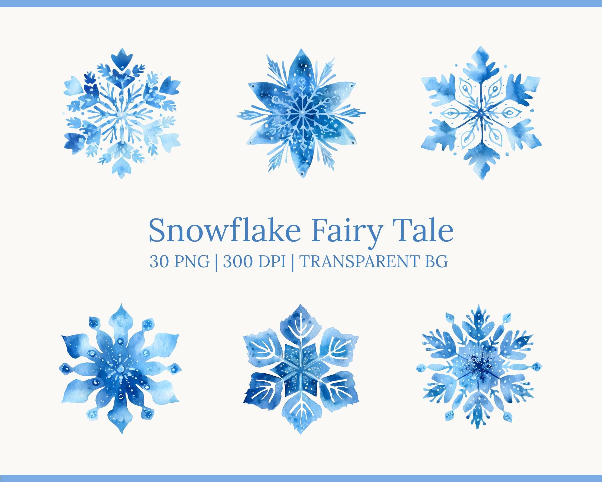 Watercolor Snowflake Clipart, Winter Clipart PNG, Snowflake PNG Set ...
