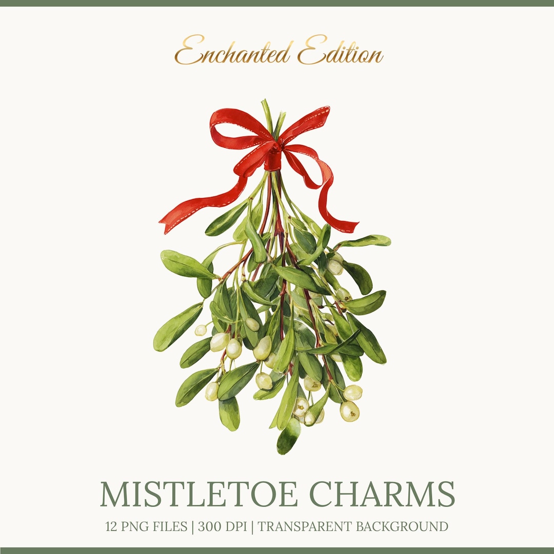 Watercolor Mistletoe Clipart, Christmas Greenery PNG, Holiday Foliage ...