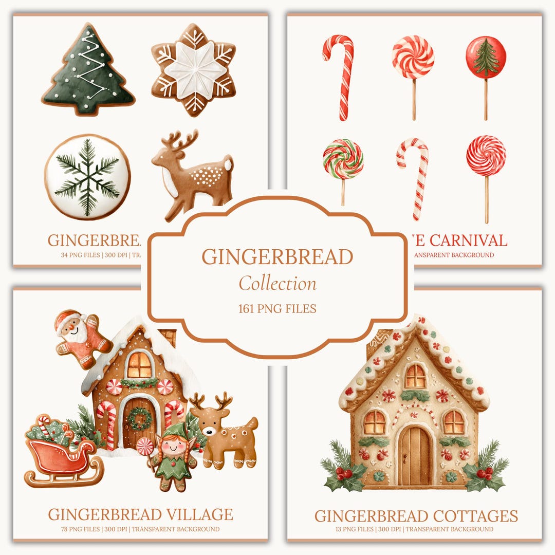 Gingerbread Clipart Bundle, Christmas Cookies, Houses, Gingerbread Man ...