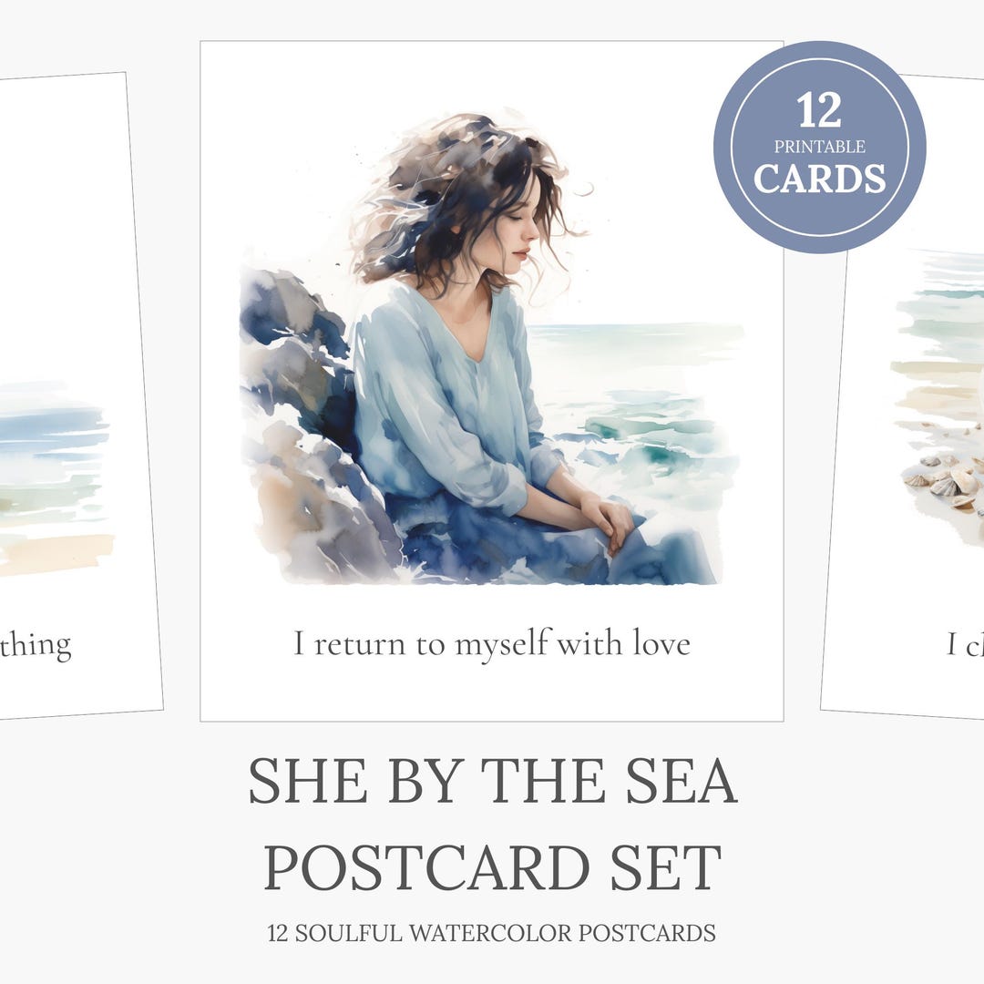 Watercolor Beach Postcards: Mediterranean Coastal Art (digital Download ...