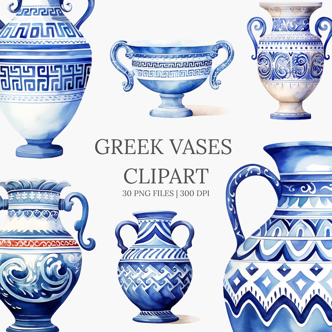 Greek Vases Clipart, Blue Pottery PNG, Greek Pottery Download, Ancient ...