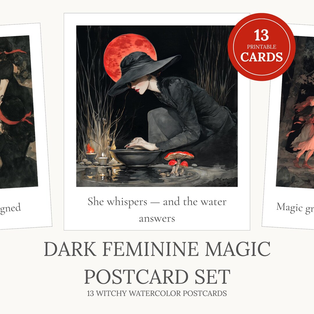 Witch Postcards Set, Halloween Printable Cards, Spooky Witchy ...