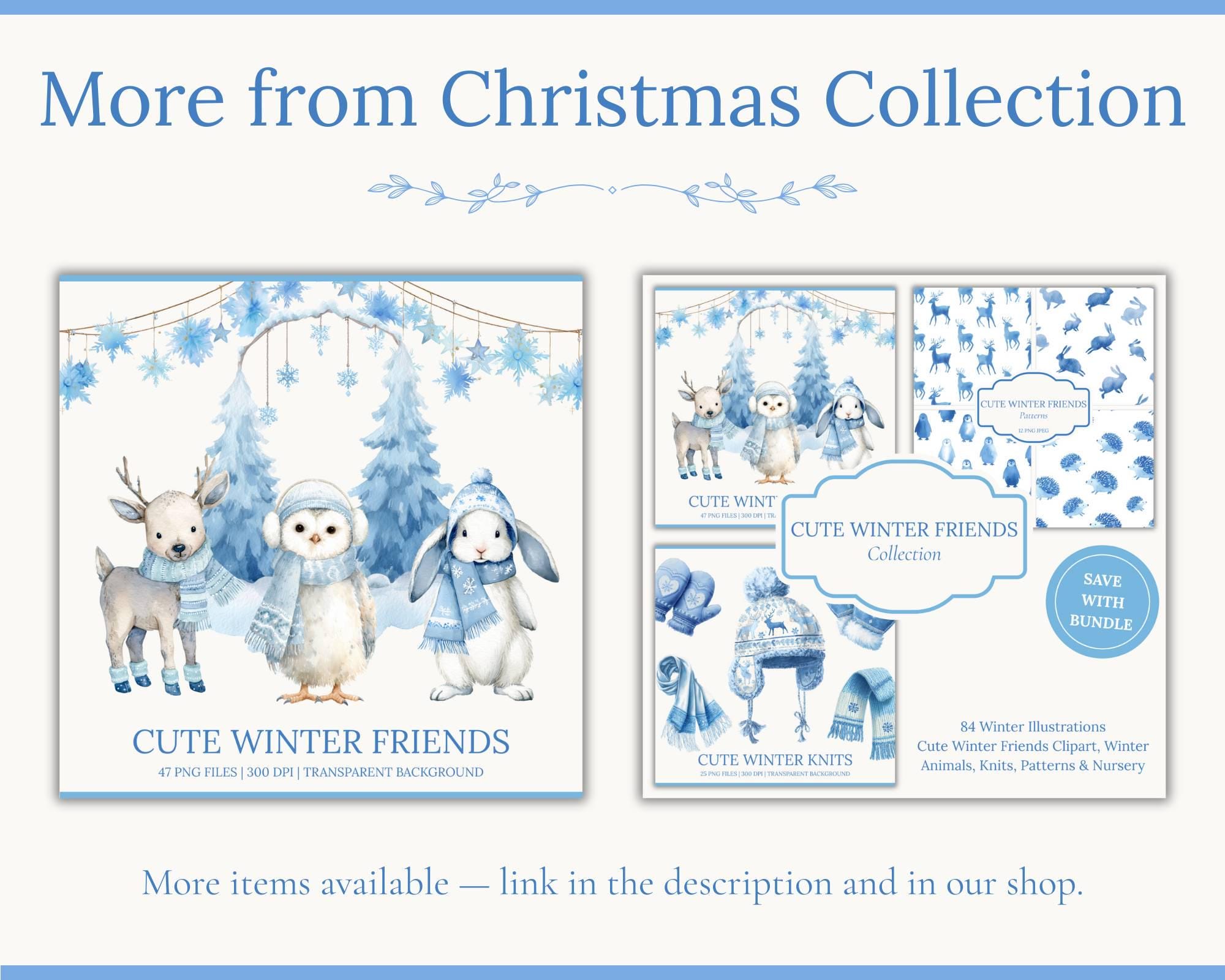 Cute Winter Knit Clipart, Watercolor Hat Scarf Mittens PNG, Cozy ...