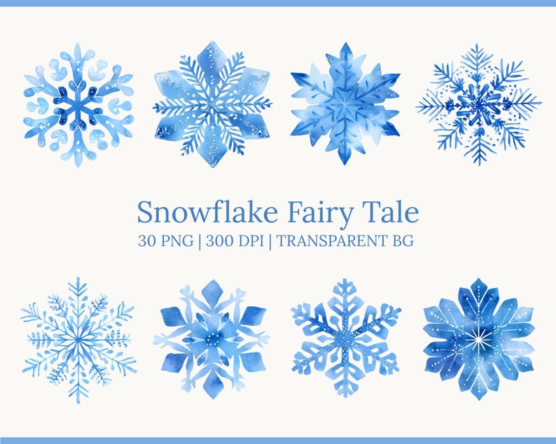 Watercolor Snowflake Clipart, Winter Clipart PNG, Snowflake PNG Set ...