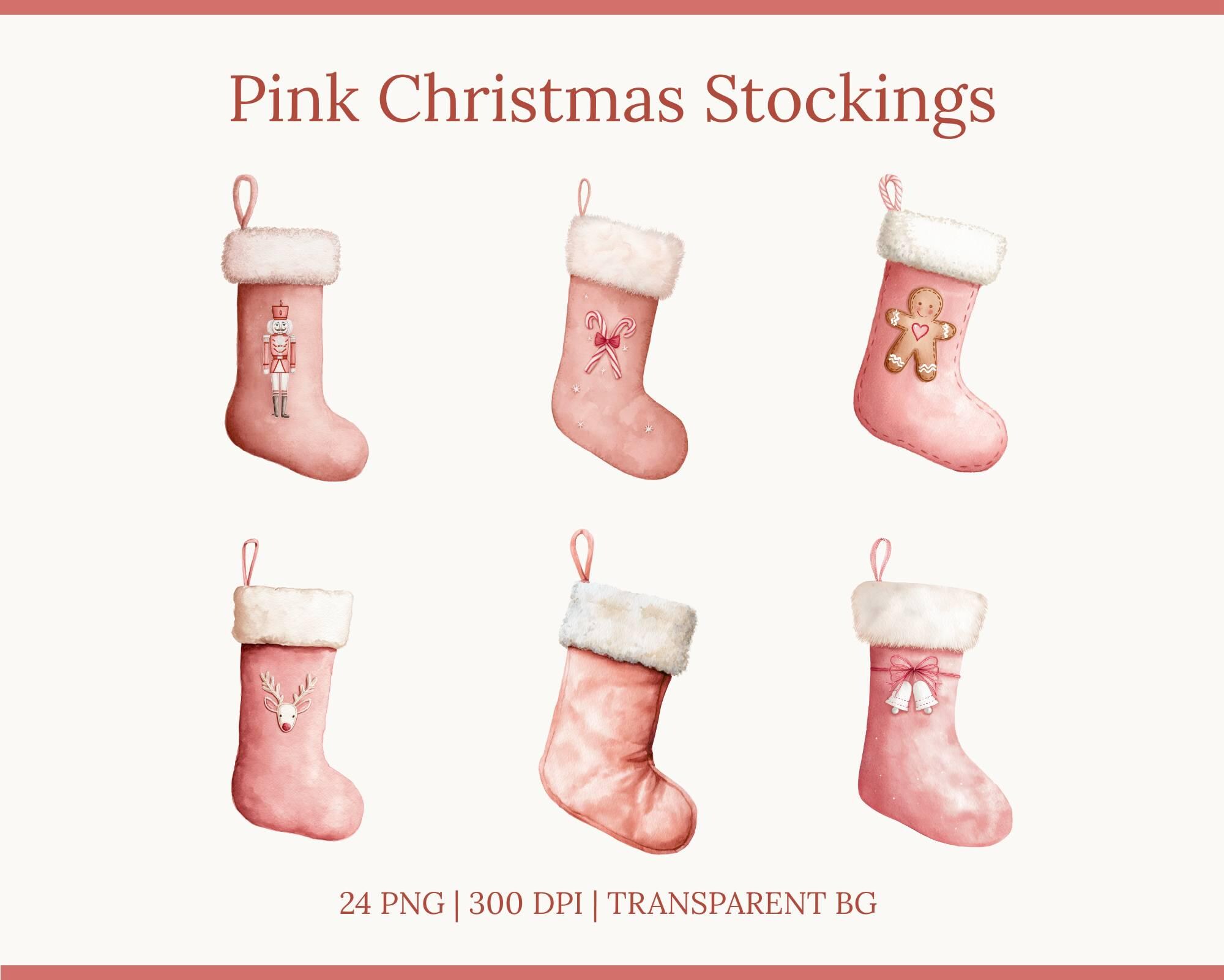 Pink Christmas Stocking Clipart, Blush Holiday Stocking PNG, Romantic ...