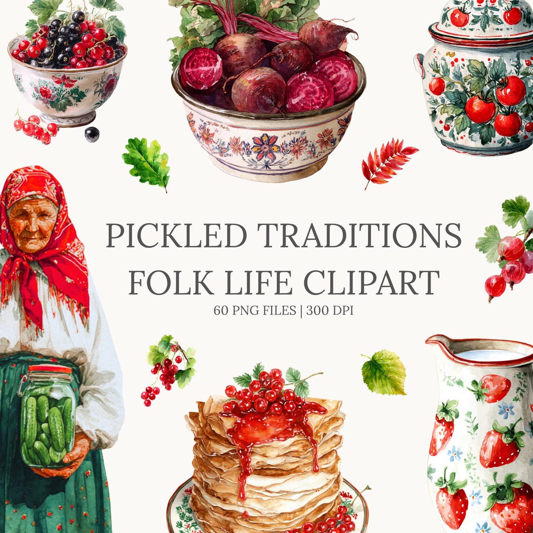 Autumn Harvest Clipart, Fall Jam and Pickles PNG, Rustic Food ...