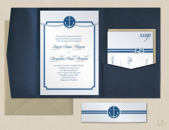 Nautical Wedding Invitations Pocket