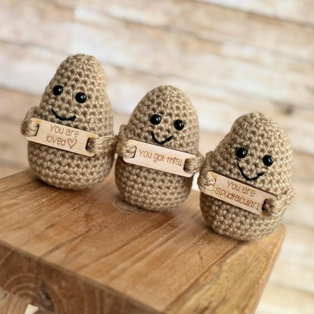 Crocheted Emotional Support Potato Plush – Desk Buddy Encouragement ...