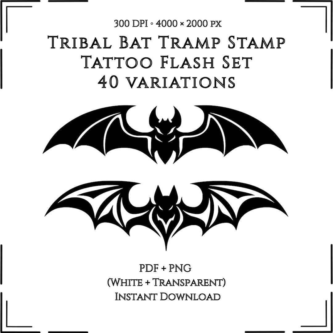 Tribal Bat Tramp Stamp Tattoo Flash Set (40 Designs) - Etsy