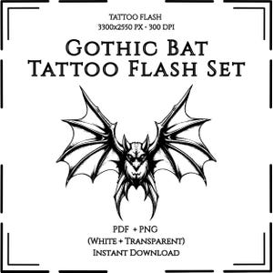 Gothic Tattoo Designs Bats - Etsy UK