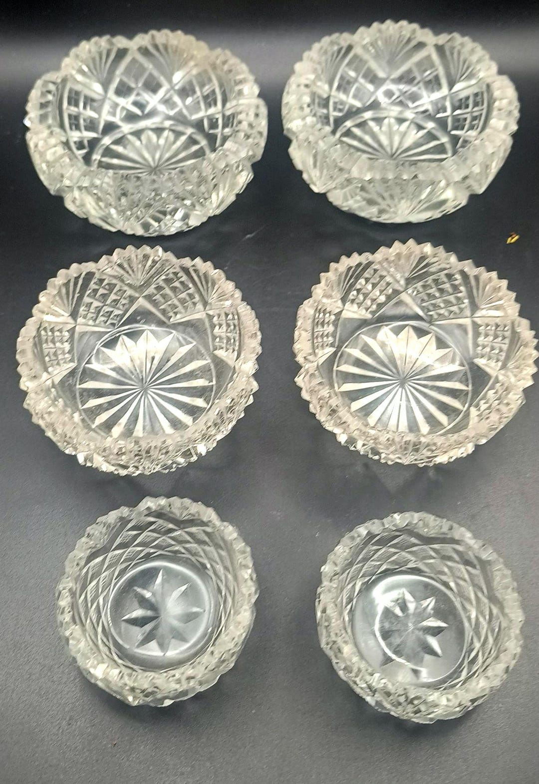 6 Very Pretty Edwardian Cut Glass Salt Cellars 3 Pairs of 2 - Etsy