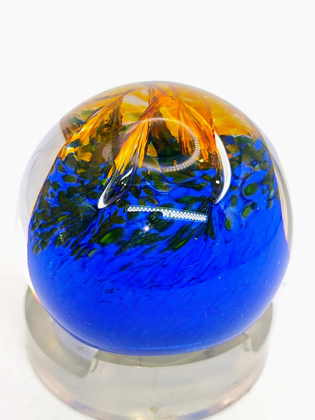 A Lovely Caithness Glass Paperweight 'pixie' With Deep Colbolt Blue ...