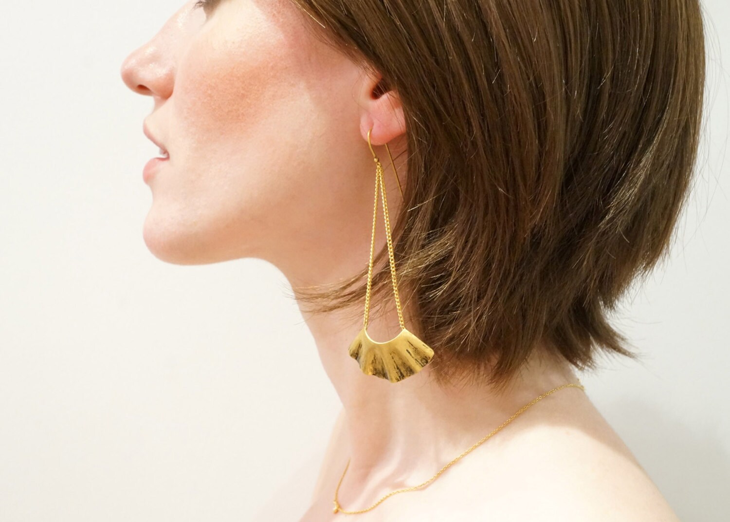 Gold Long Fan Earrings - Etsy
