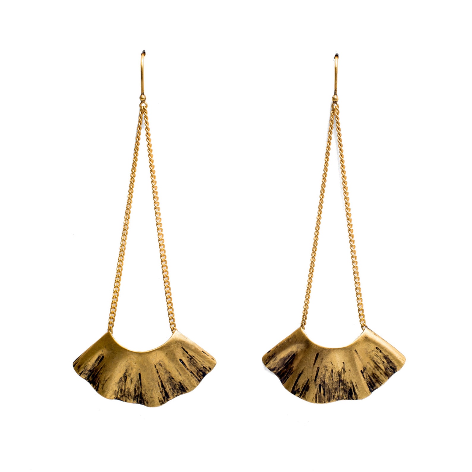 Gold Long Fan Earrings - Etsy