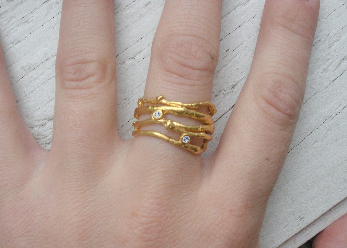 Gold Twig Ring - Etsy