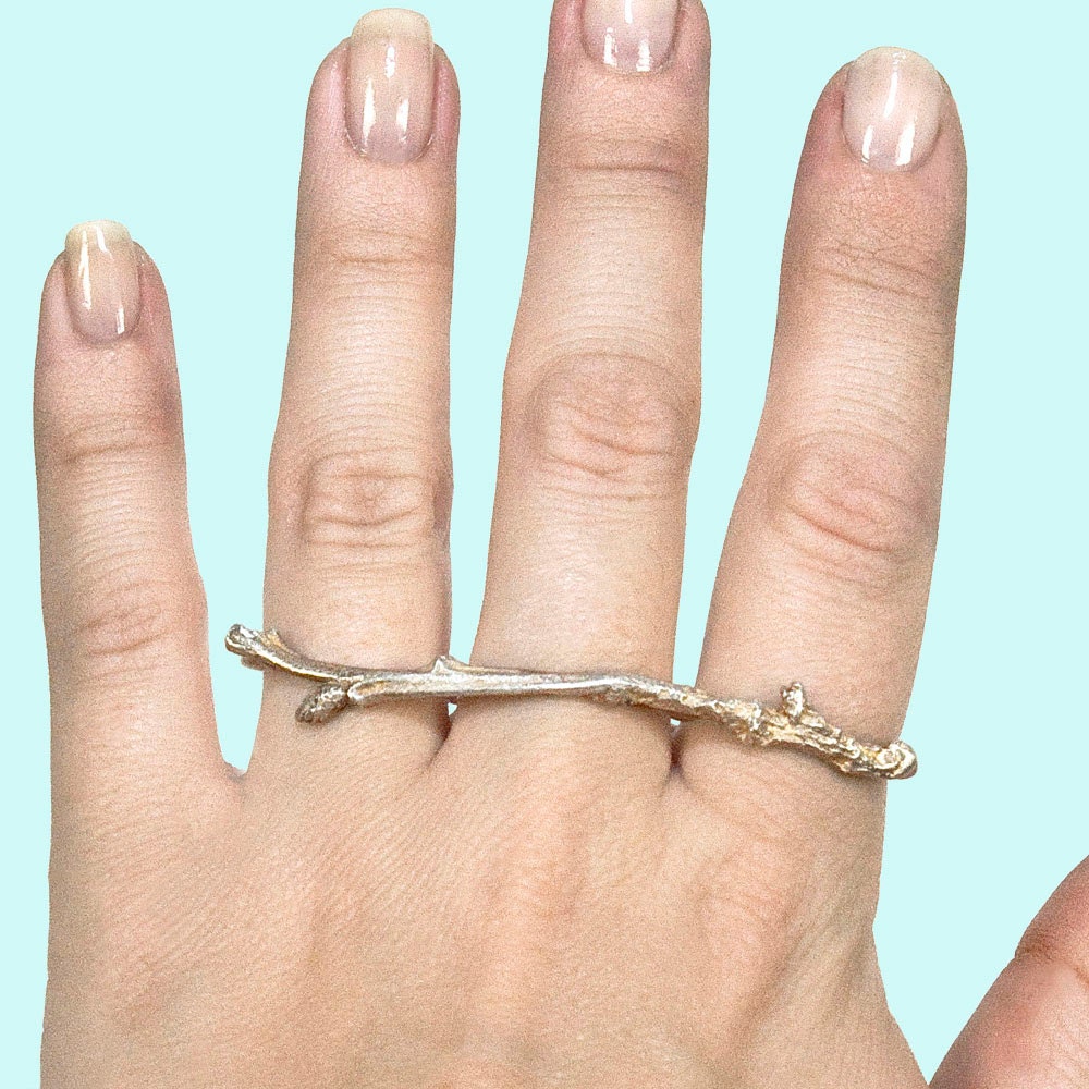 3 Finger Twig Ring plain - Etsy