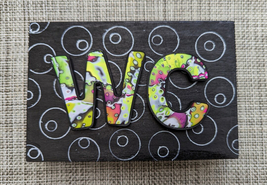 Restroom Door Sign, Wooden Toilet Sign, Unique WC Design, Indoor ...