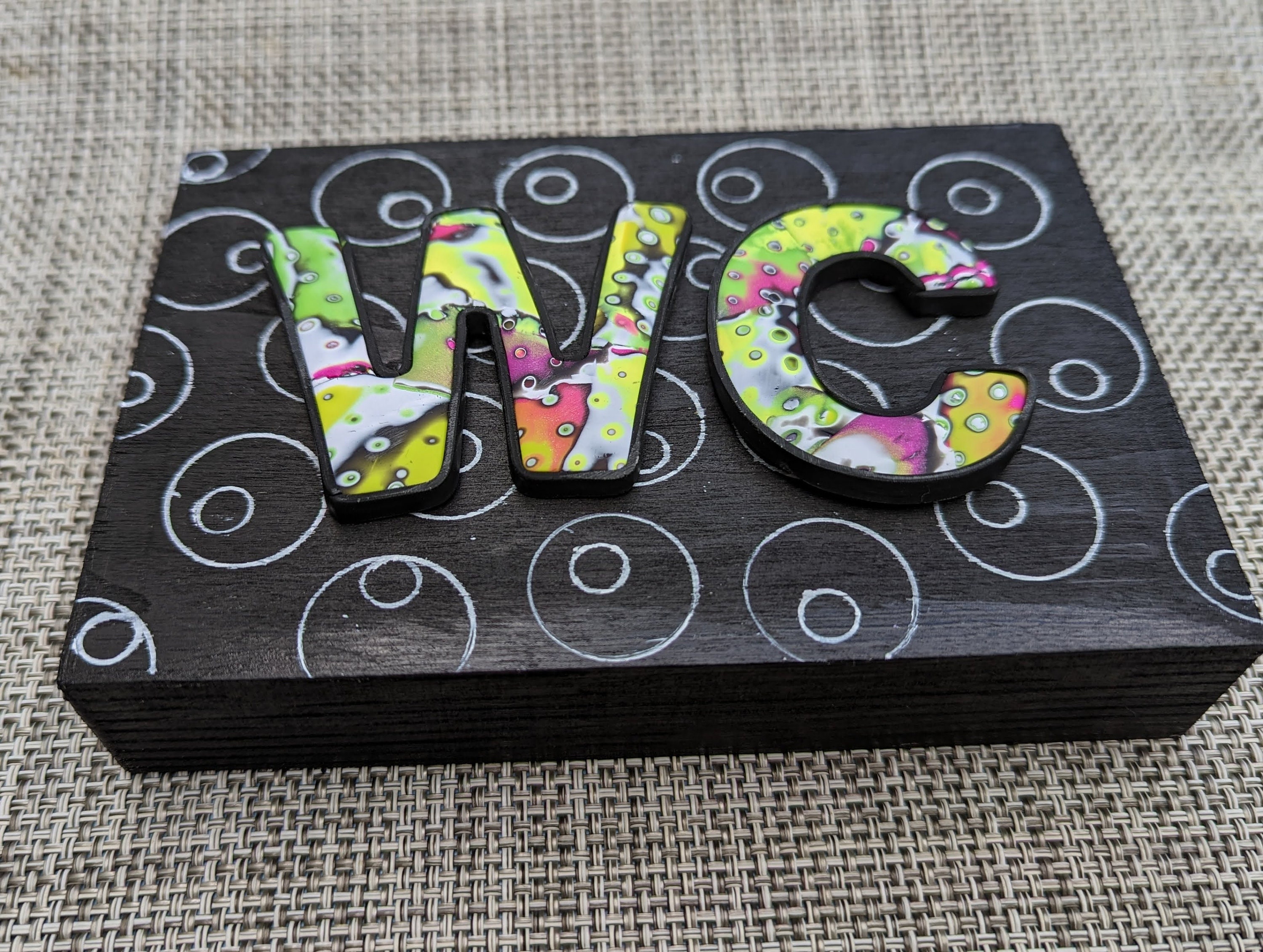 Restroom Door Sign, Wooden Toilet Sign, Unique WC Design, Indoor ...