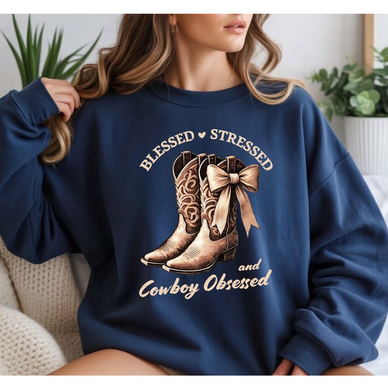 Blessed Stressed and Cowboy Obsessed Shirt, Western Cowgirl Graphic Tee ...