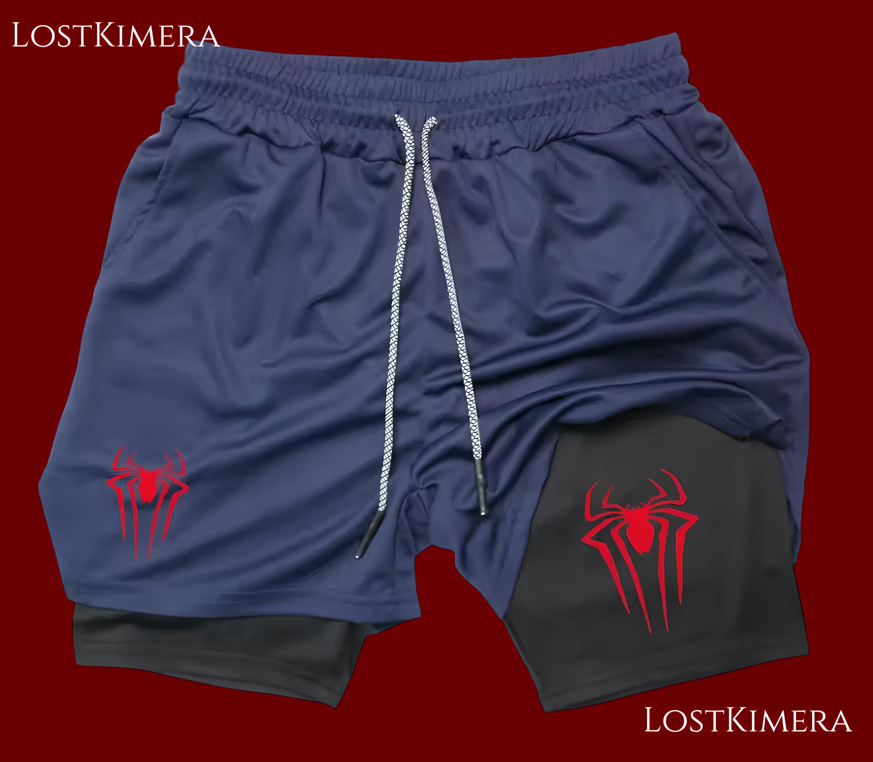 Anime Gym Spider-man Compression Shorts,anime 2 in 1 Gym Compression ...
