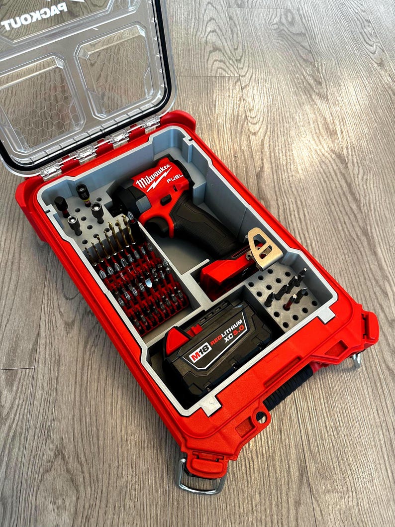 Milwaukee M18 Fuel 1/4" Impact Driver PACKOUT Insert W/ Bit Storage - Etsy