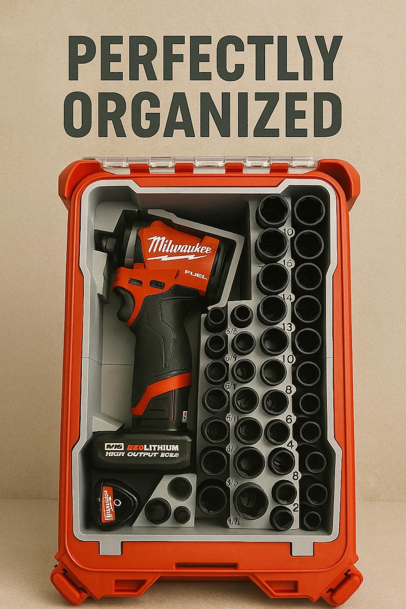 New Milwaukee M12 3/8" Sub-compact Impact PACKOUT Insert W/ Socket ...