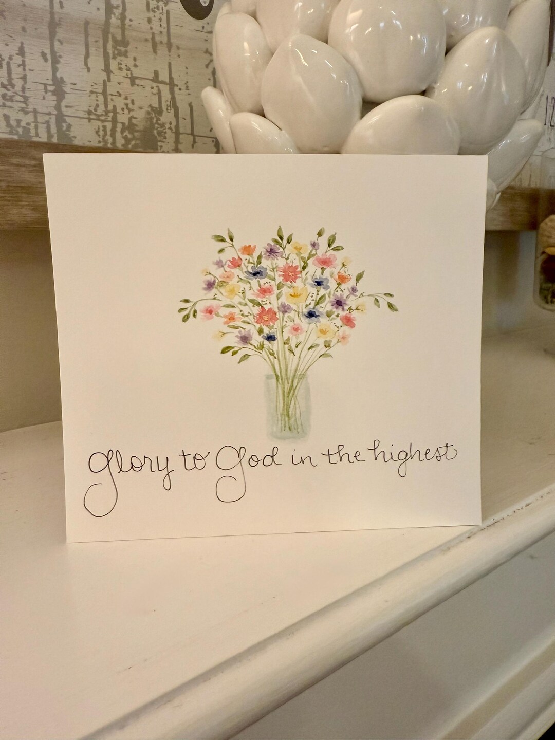 Watercolor Pastel Bouquet Glory to God in the Highest. Handpainted on ...