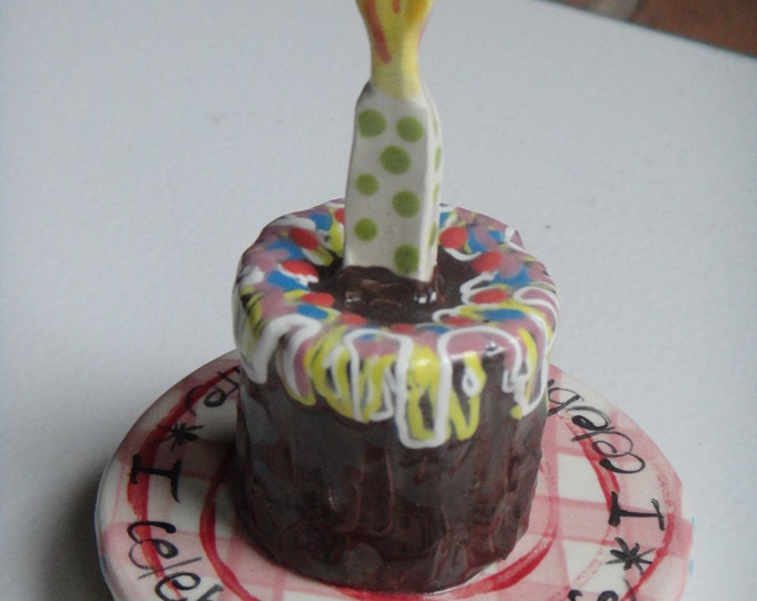 Ceramic Birthday Cake - I Celebrate Your Life - Etsy