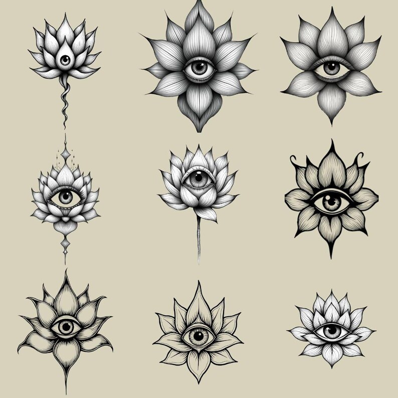 Mystic Eye of Lotus – 23 Sacred Vector Graphics | Third Eye PNG ...