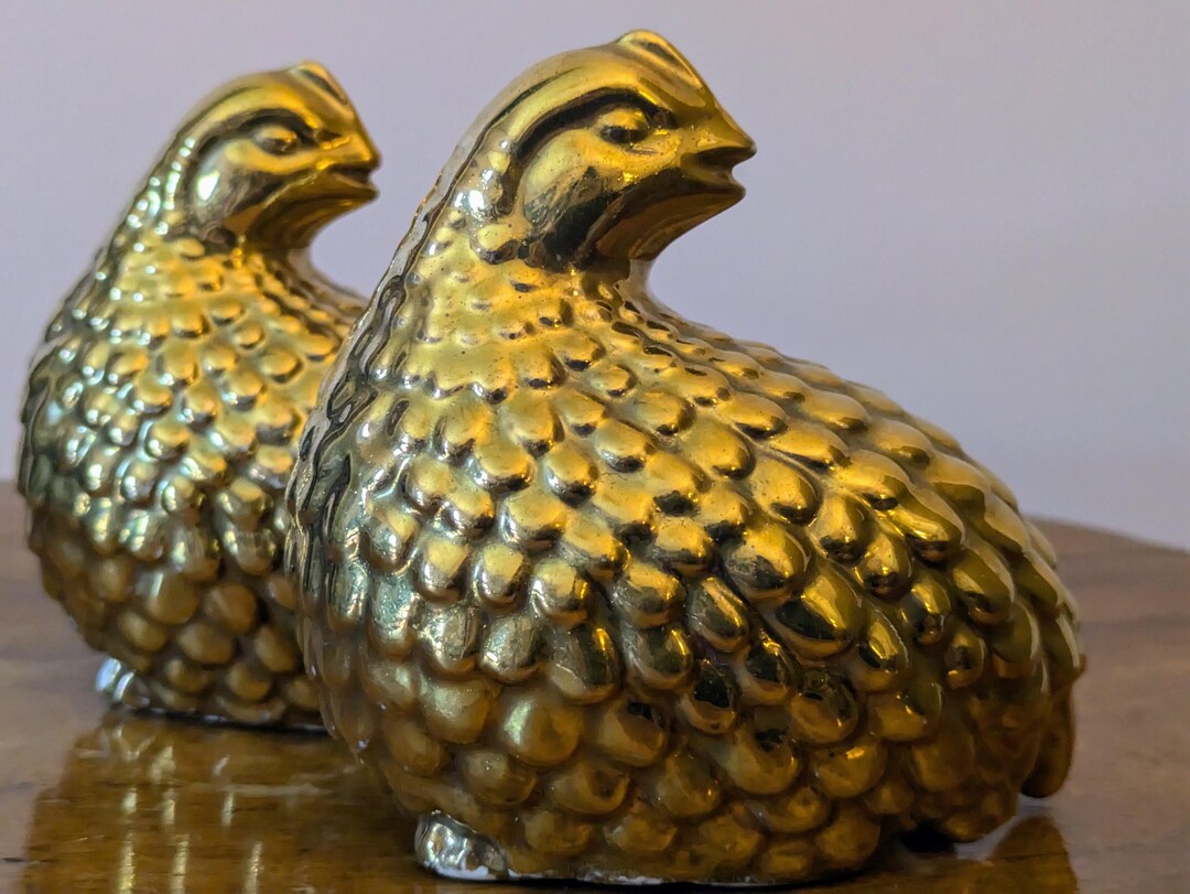 Vintage Gold Glaze Ceramic Quail Figurine Pair - Etsy