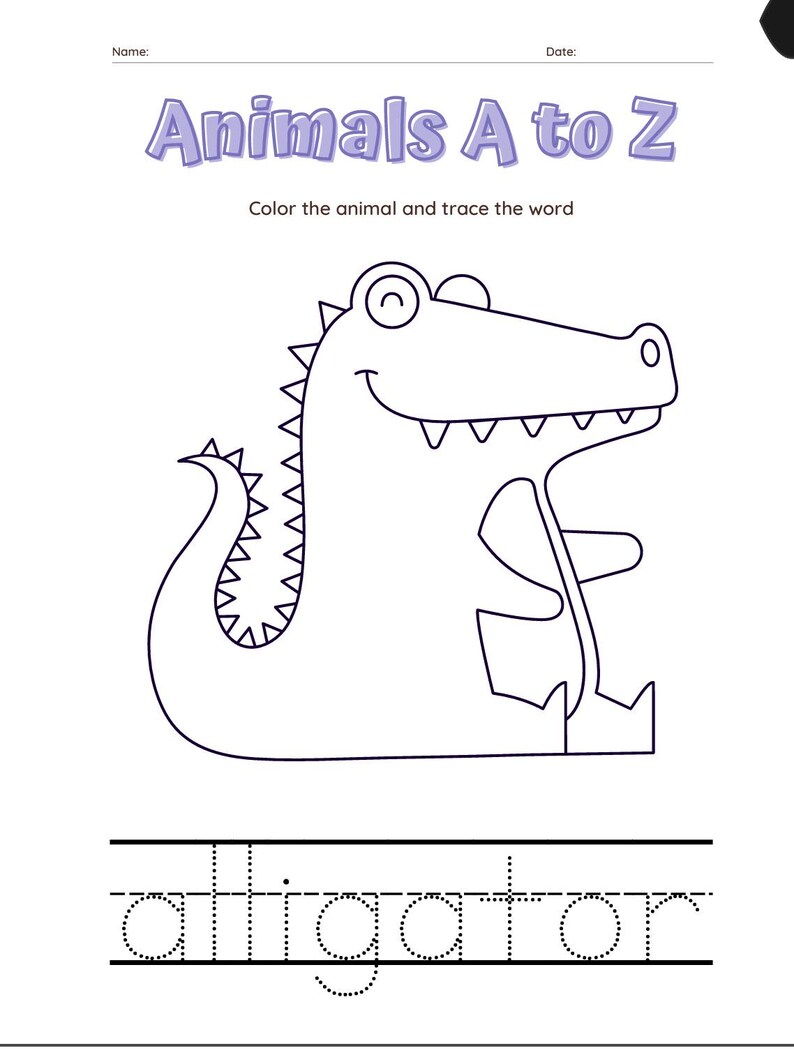 Alphabet Animal Worksheet – Letter A to Z Printable Coloring Pages for ...