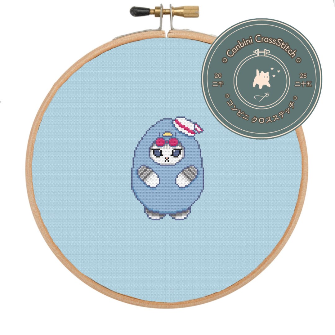 Mofusand Tuxedo Sam Cross Stitch Pattern, Kawaii, Pastel, Embroidery ...
